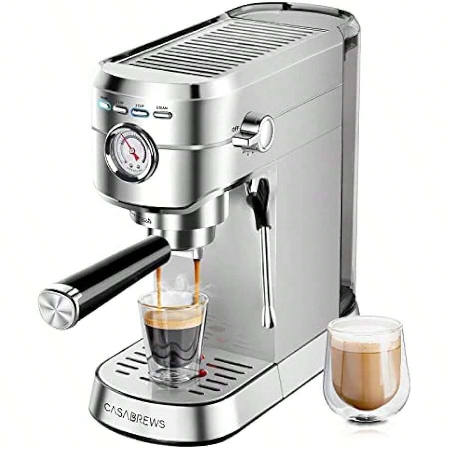 20 Bar Stainless Steel Espresso Coffee Machine Powerful Steam Wand ...