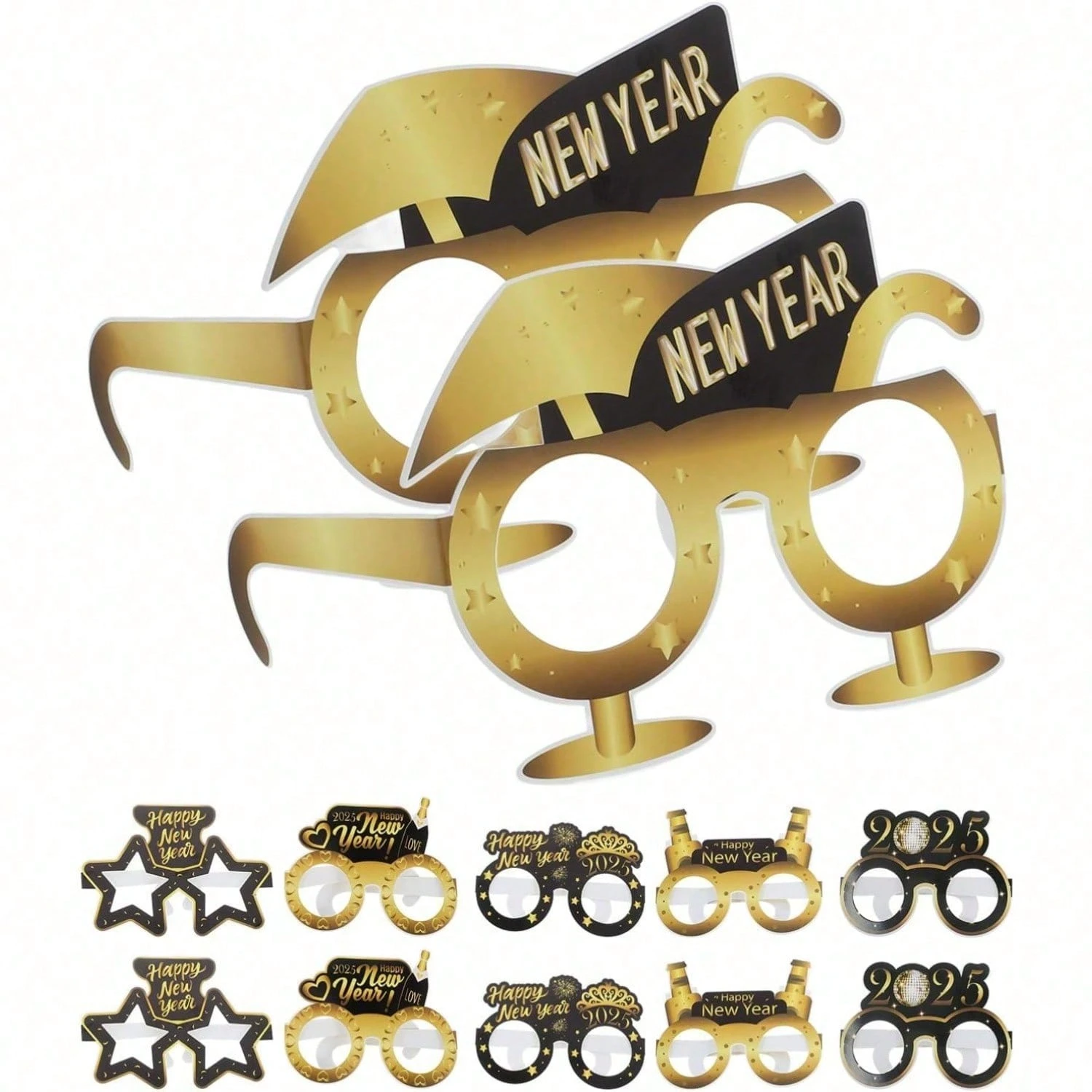 2025 Óculos de Papel Ano Novo, 6 Peças Óculos de Papel Feliz Ano Novo ...