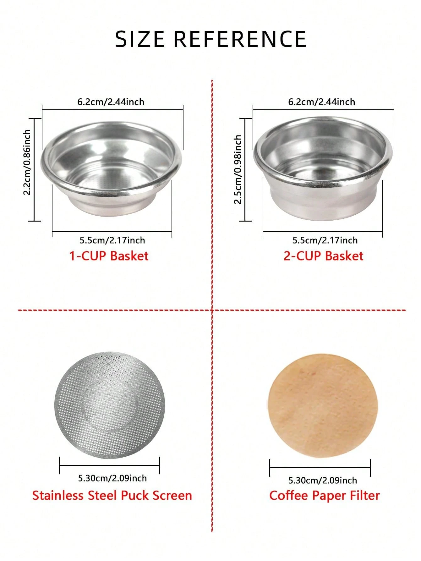 54mm Double Layer Pressurized Coffee Filter Basket With Puck Screen And ...