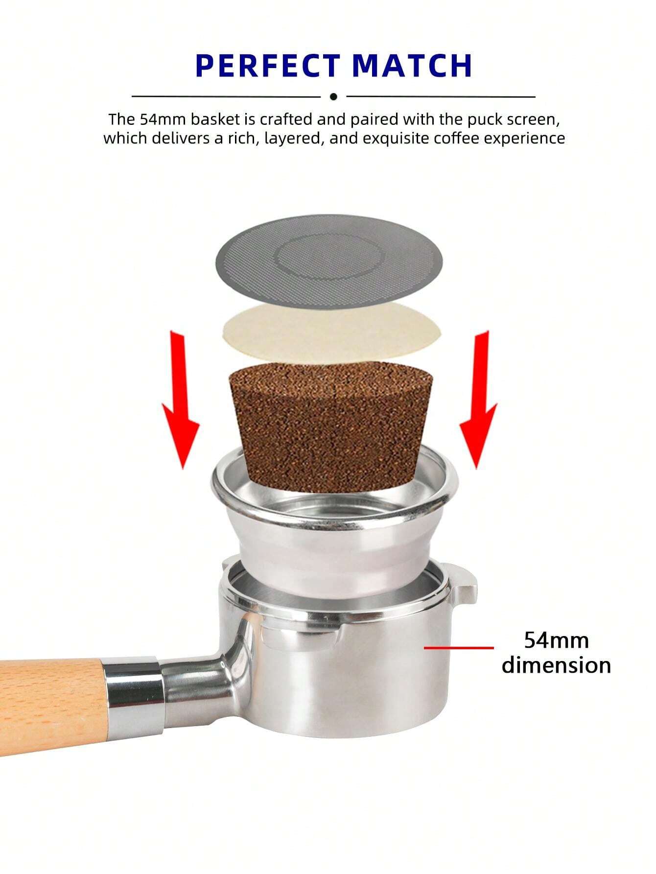 54mm Double Layer Pressurized Coffee Filter Basket With Puck Screen And ...