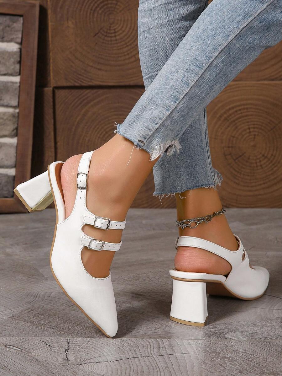 Sandali donna tipo Mary Jane francesi con cinturino, nuovo modello 2025 con tacco alto, punta ...