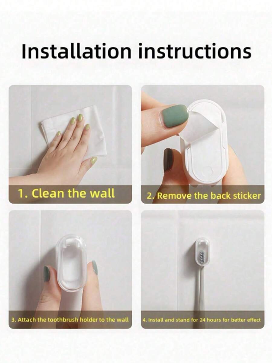 4/3/2/1 Pc Toothbrush Holder Set, Wall Mounted Simple Dustproof ...