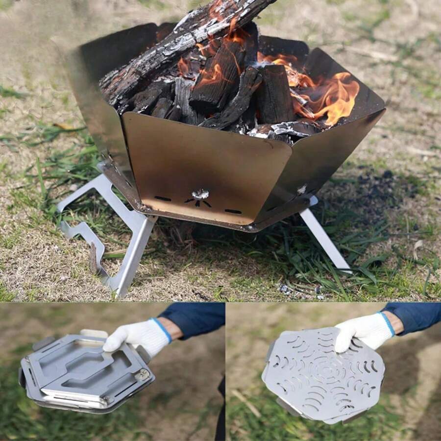 SmiloDon Camping Brazier Folding Bonfire Stove Portable Firewood Burner ...