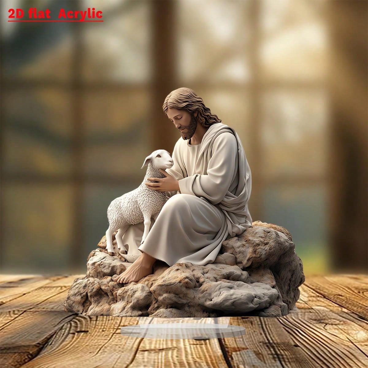 2D Ethyl Acrylic Statue Of Christ And Sheep In Bohemian Style ...