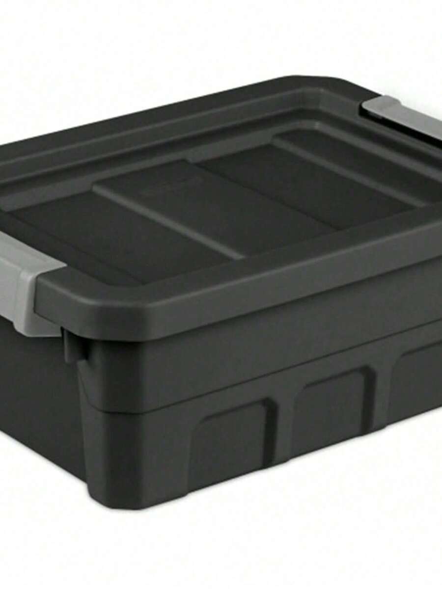 7.5 Gallon Plastic Stacker Tote, Heavy Duty Lidded Storage Bin ...