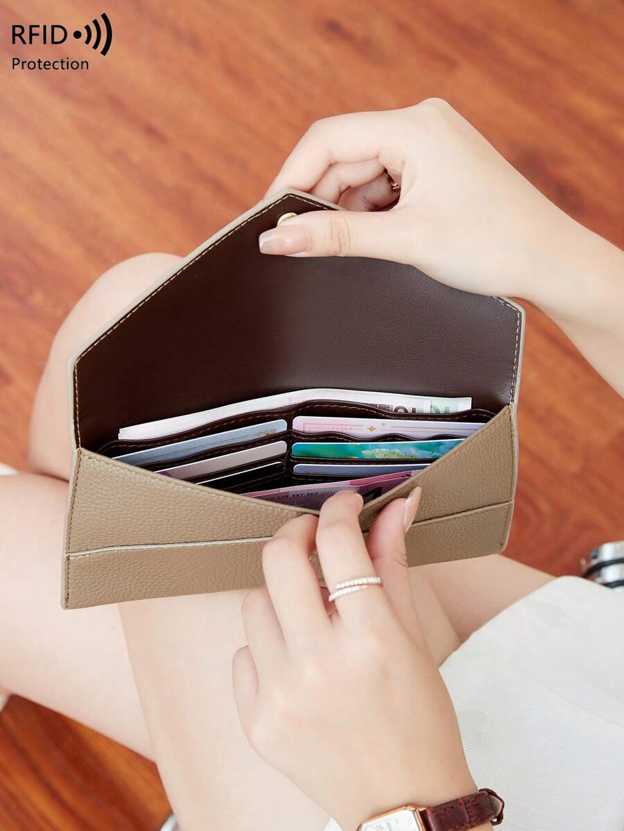 CHARM INFINITE RFID Anti-Theft New Ladies Wallet, Soft Leather Envelope ...