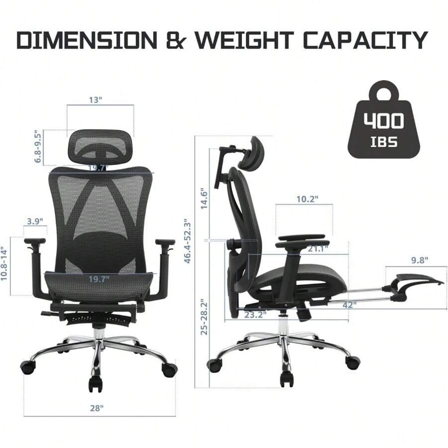 Ergonomic Office Chair, Mesh Office Chair With Adjustable Lumbar ...