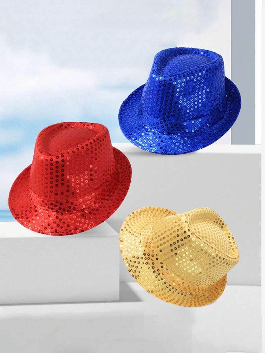 2pcs Fashion Magic Show Hats, Glitter Jazz Hats For Adult Party Stage ...