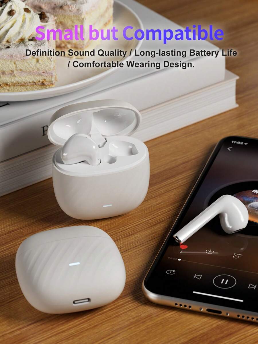 Wireless Earbuds Half-In Ear Light-Weight Headphones Built-In ...