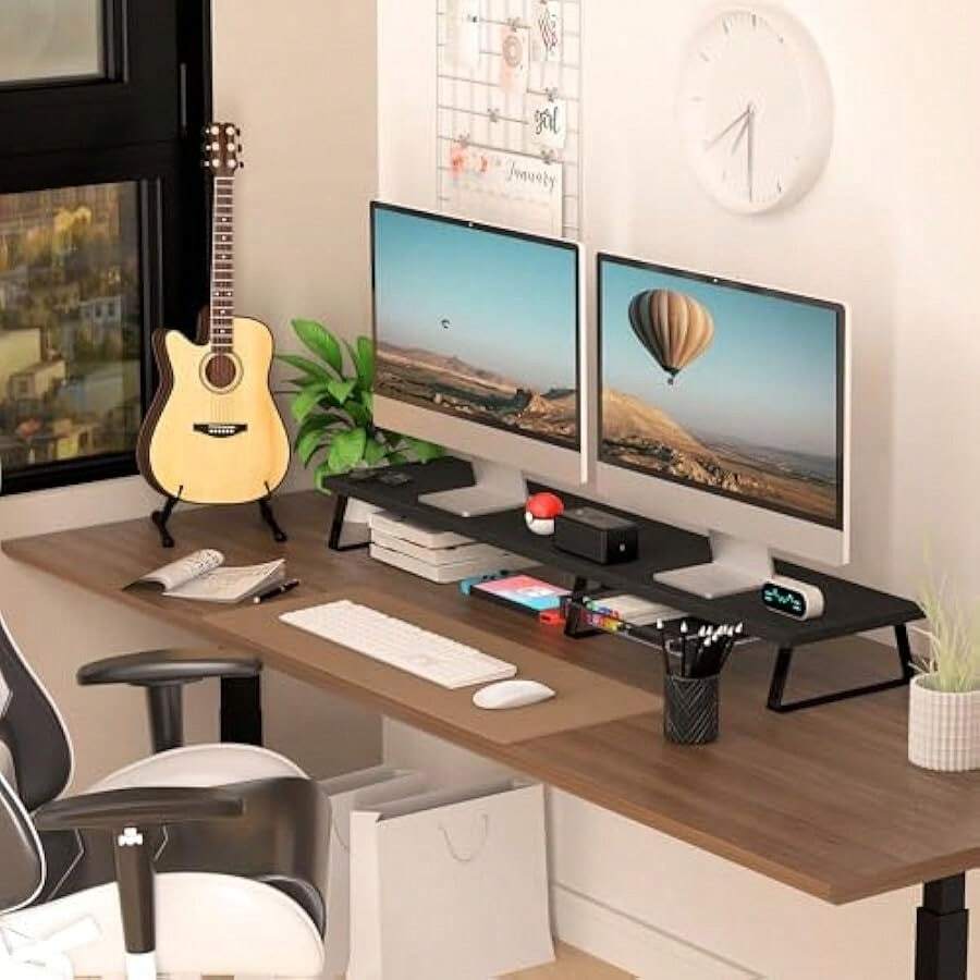 Large Dual Monitor Stand Riser - Monitor Stand For 2 Monitors Desk ...