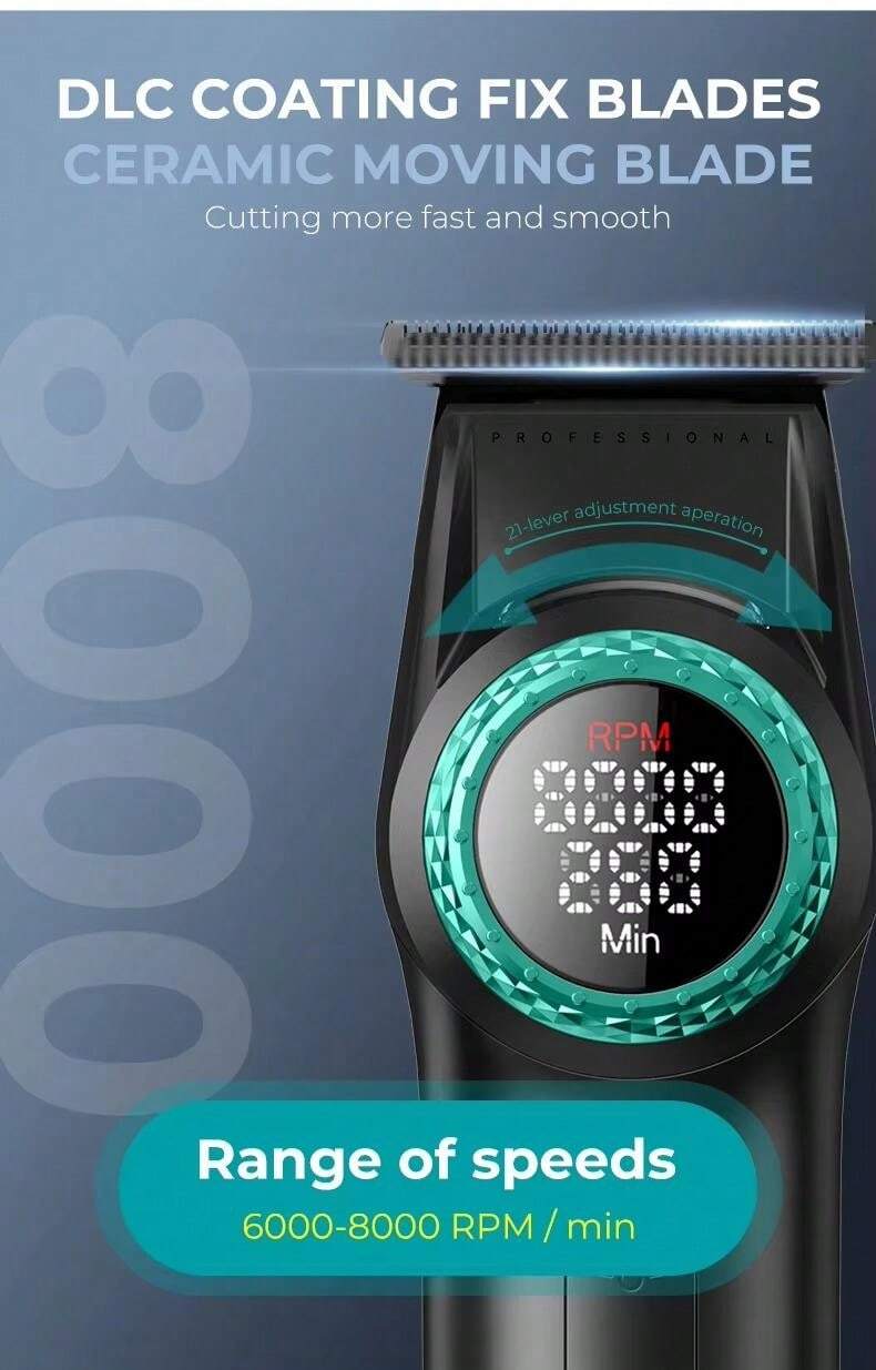 VGR VGR Hair Trimmer Cordless Adjustable Hair Clipper Rechargeable Hair Clipper 21-Gears Speed ...