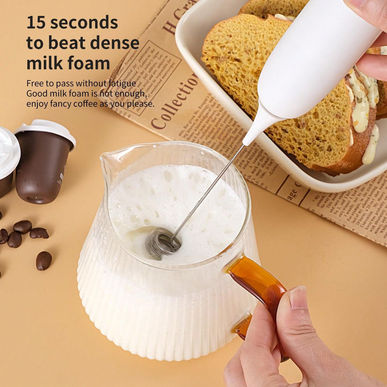 Wireless Milk Beater, Coffee Beater, Electric Blender, Whisk, Handle ...