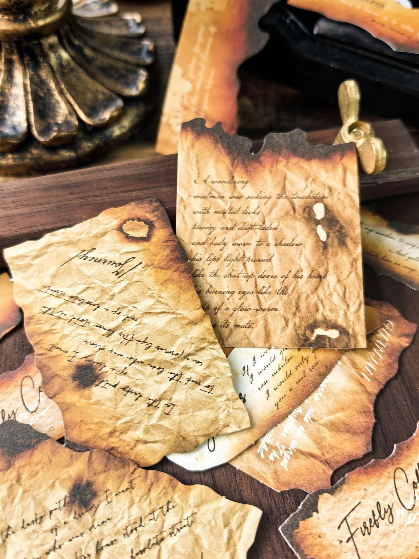 1 Pack 30pcs Vintage Handwritten English Letter Burn Mark Textured ...