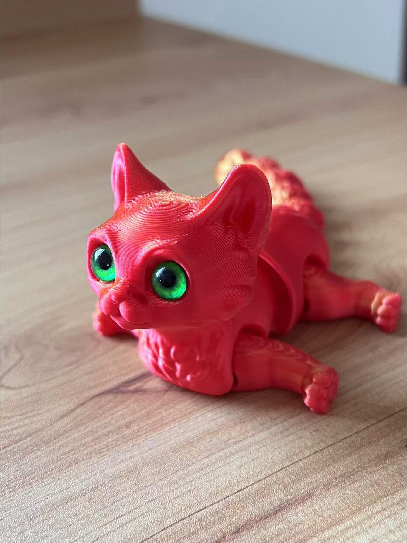 3D Printed Articulated Plush Cat Figurine,Fully Posable Creative Toy ...