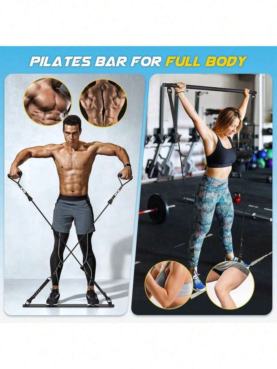 Pilates Bar Kit With Resistance Bands, Multifunctional Yoga Pilates Bar ...