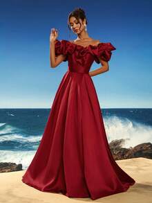 Women Off-Shoulder Simple Casual Formal Evening Dress, Party Dress ...