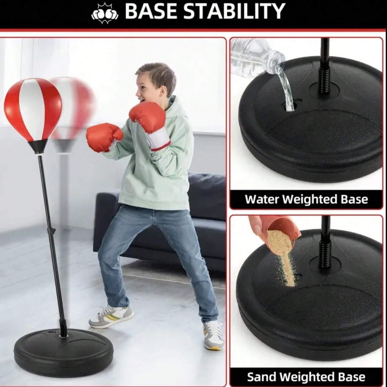 BABYHOME TEMI Kids Boxing Punching Bag Set With Gloves | Adjustable ...