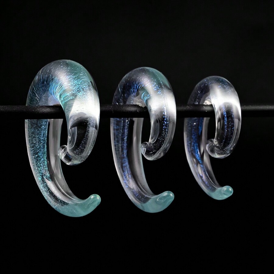2PCS Glass Gauge Plugs Spiral Taper Plugs Stretchers New Piercing Ear ...