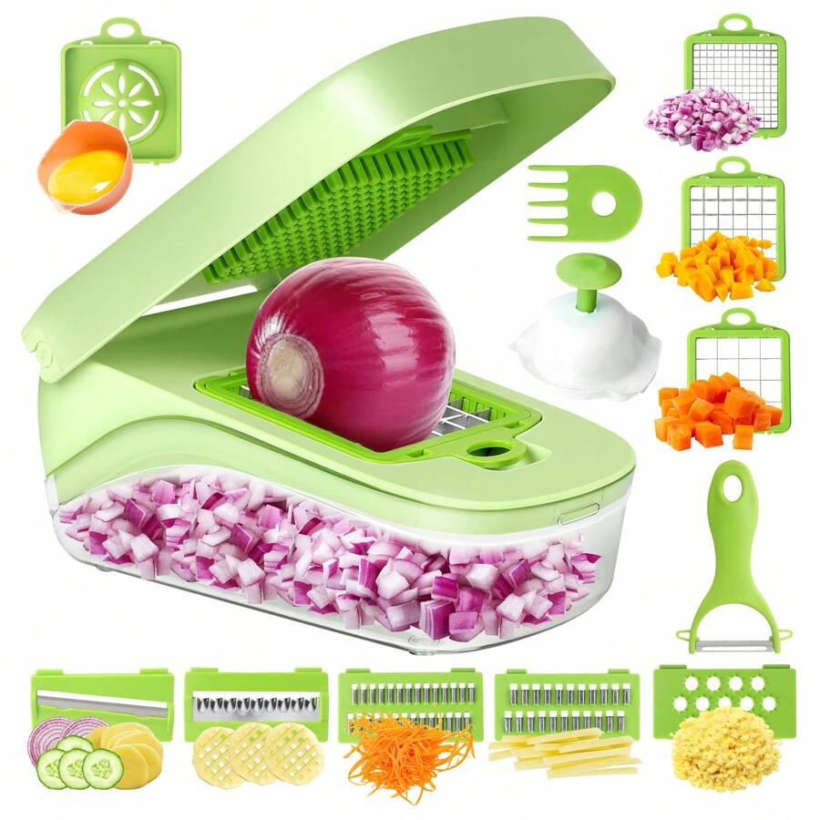 17pcs Multi-Function Vegetable Chopper, Vegetable Slicer And Dicer With ...