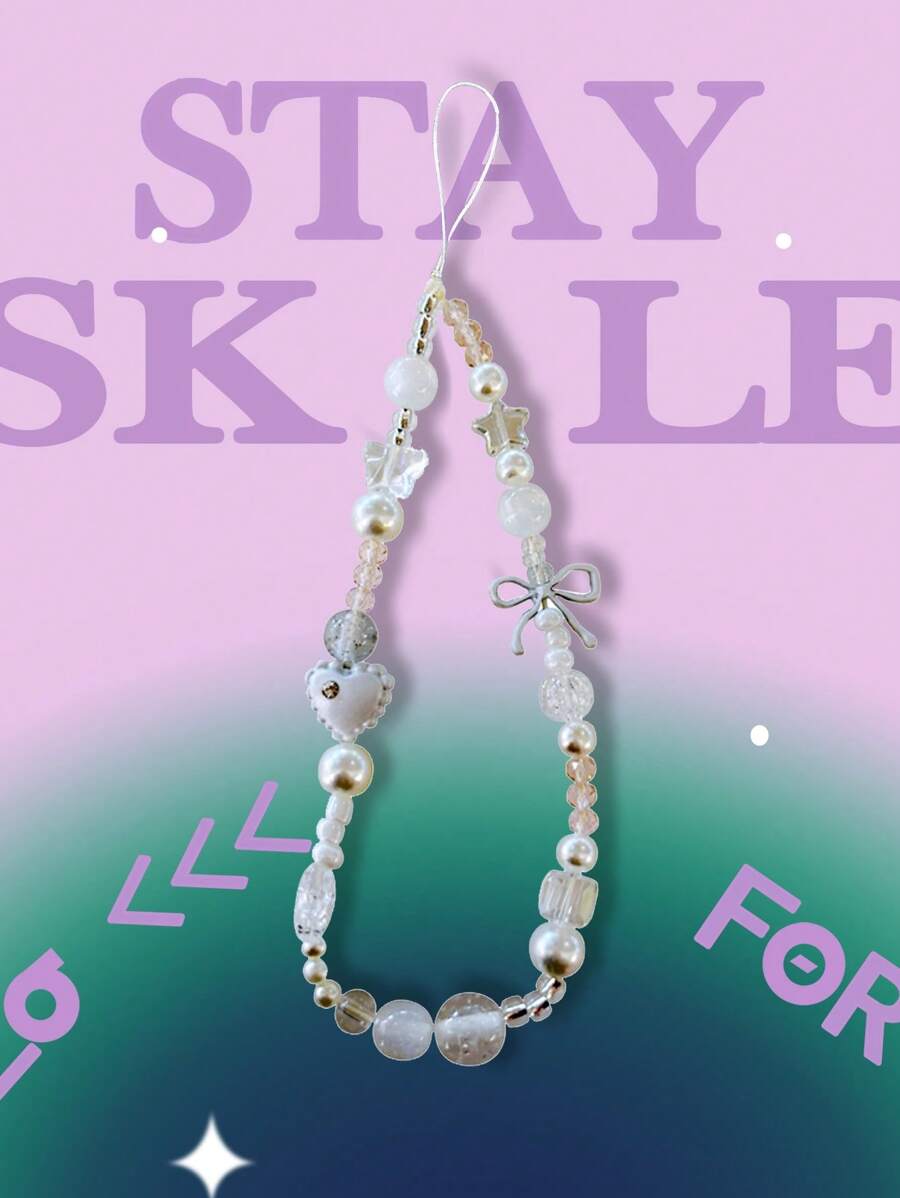 Y2K Korean Star Pearl Beads Phone Chain Pendant Compatible With IPhone ...