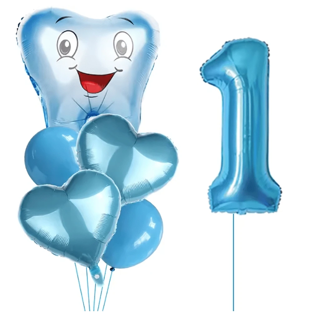 18" Blue Heart Shaped Teeth Foil Balloon,12" Blue Latex Balloon,Party ...