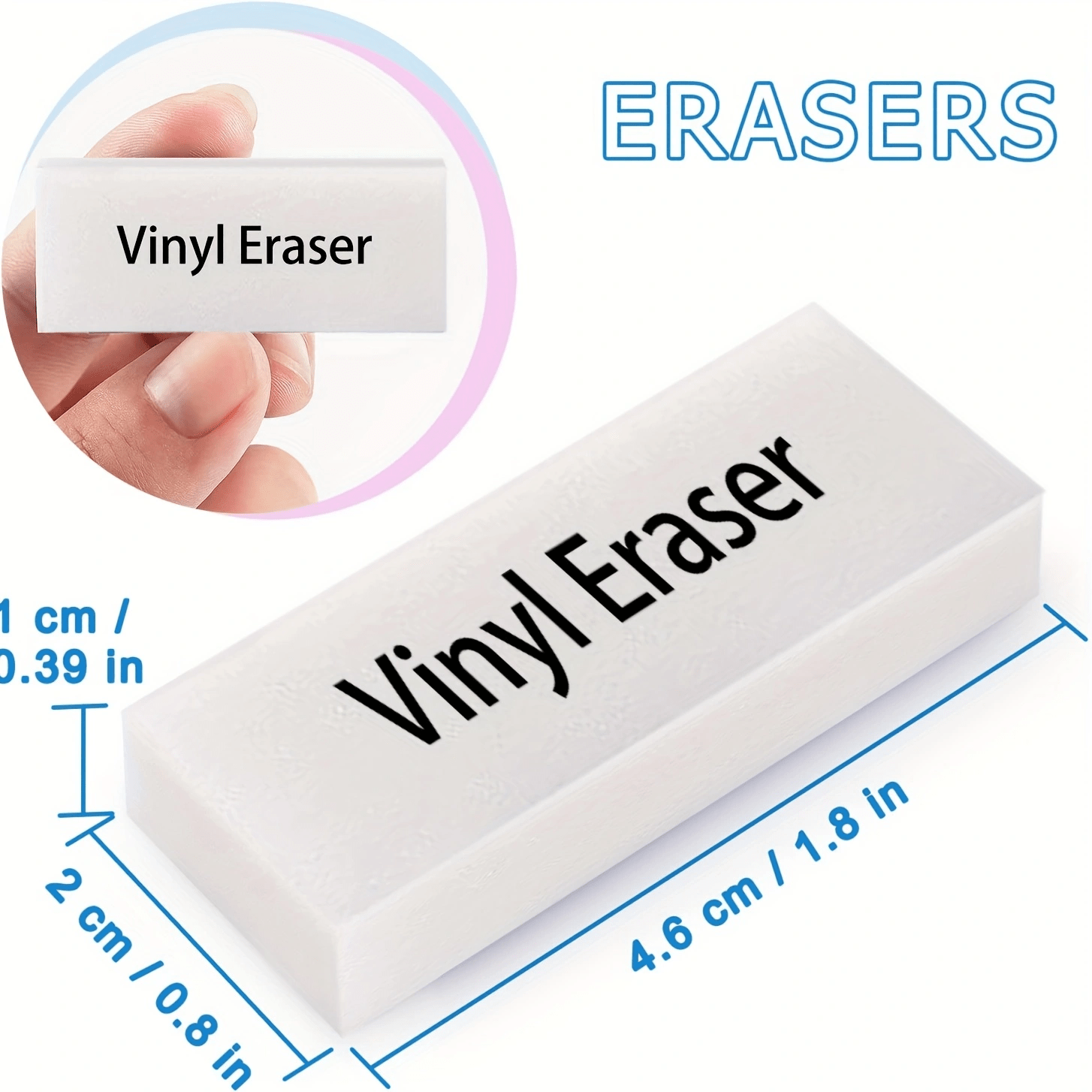 10 Pack White Eraser Pencil Erasers, Small Rubber Eraser Rectangular ...