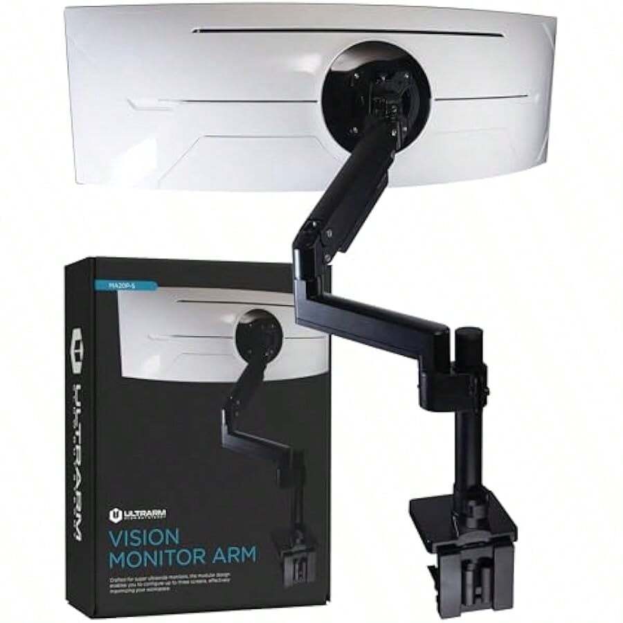 Heavy Duty Monitor Arm Ultra Wide Compatible Up To 57" 44 Lbs Pneumatic ...