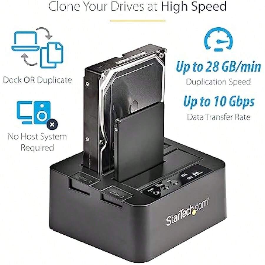Standalone External Dual Bay HDD SSD Cloner Copier USB 3.1 10Gbps SATA ...