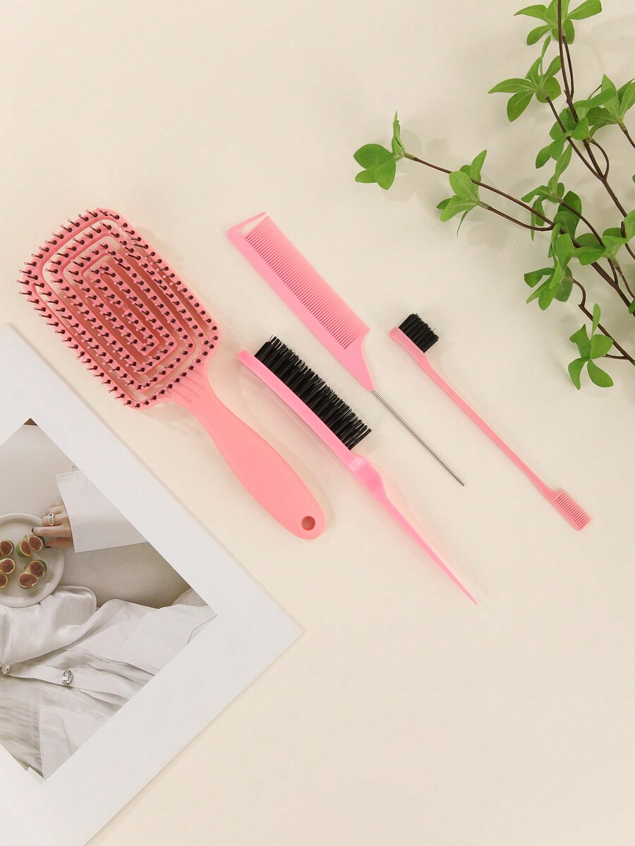 4pcs Hair Brush Styling Comb Set Nylon Tear Hair Brush Teaser Comb ...