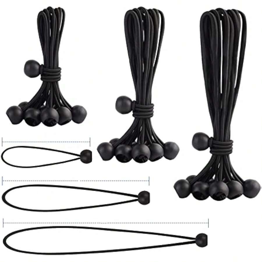 40 PIEZAS de 4 tamaños de cuerdas elásticas con bolas, bolas elásticas para lona, cuerda de ...