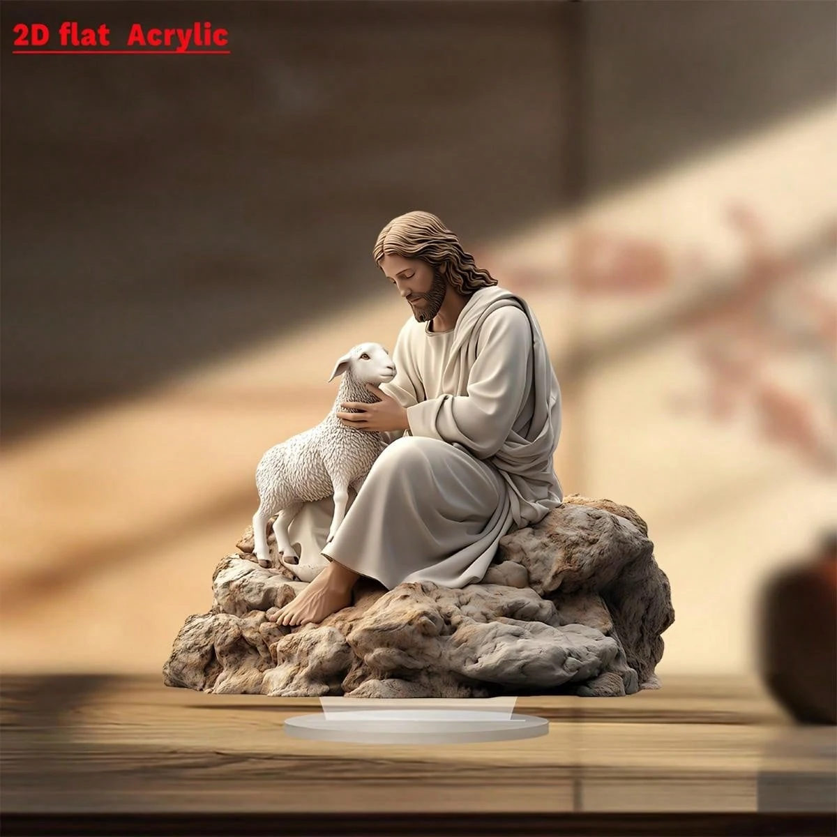 2D Ethyl Acrylic Statue Of Christ And Sheep In Bohemian Style ...