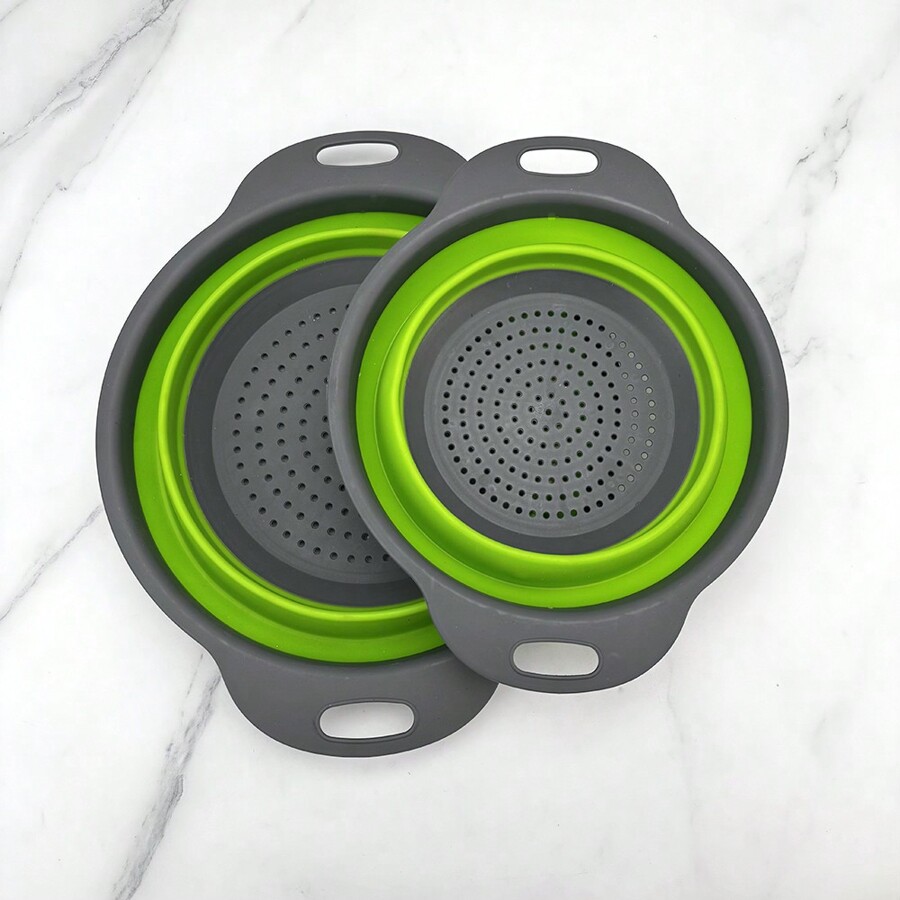 2pcs Silicone Foldable Strainer, Collapsible Vegetable/Fruit Basket ...