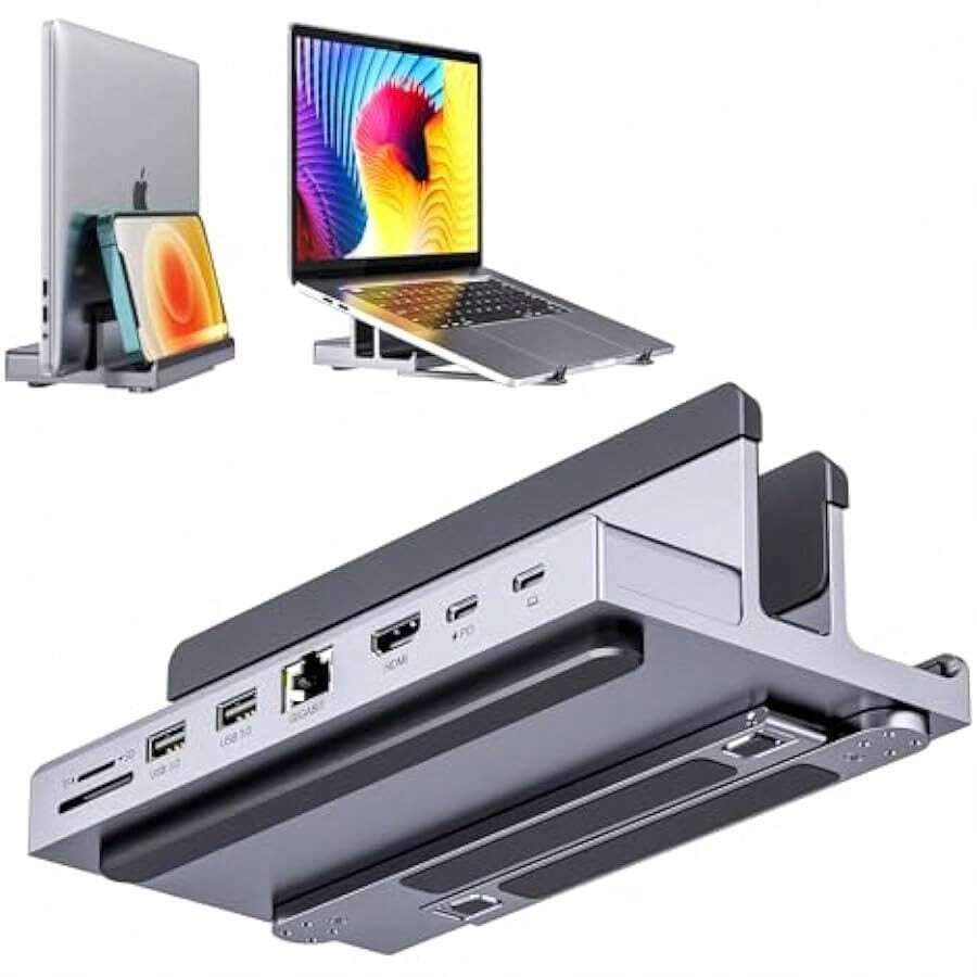 8 In 1 USB C Laptop Docking Station Stand With HDMI 2.0 4K 60Hz RJ45 ...