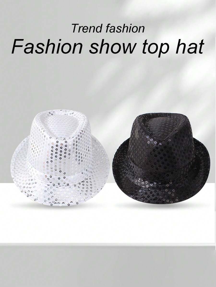 2pcs Fashion Magic Show Hats, Glitter Jazz Hats For Adult Party Stage ...