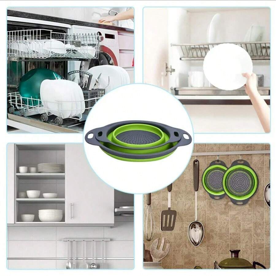 2pcs Silicone Foldable Strainer, Collapsible Vegetable/Fruit Basket ...