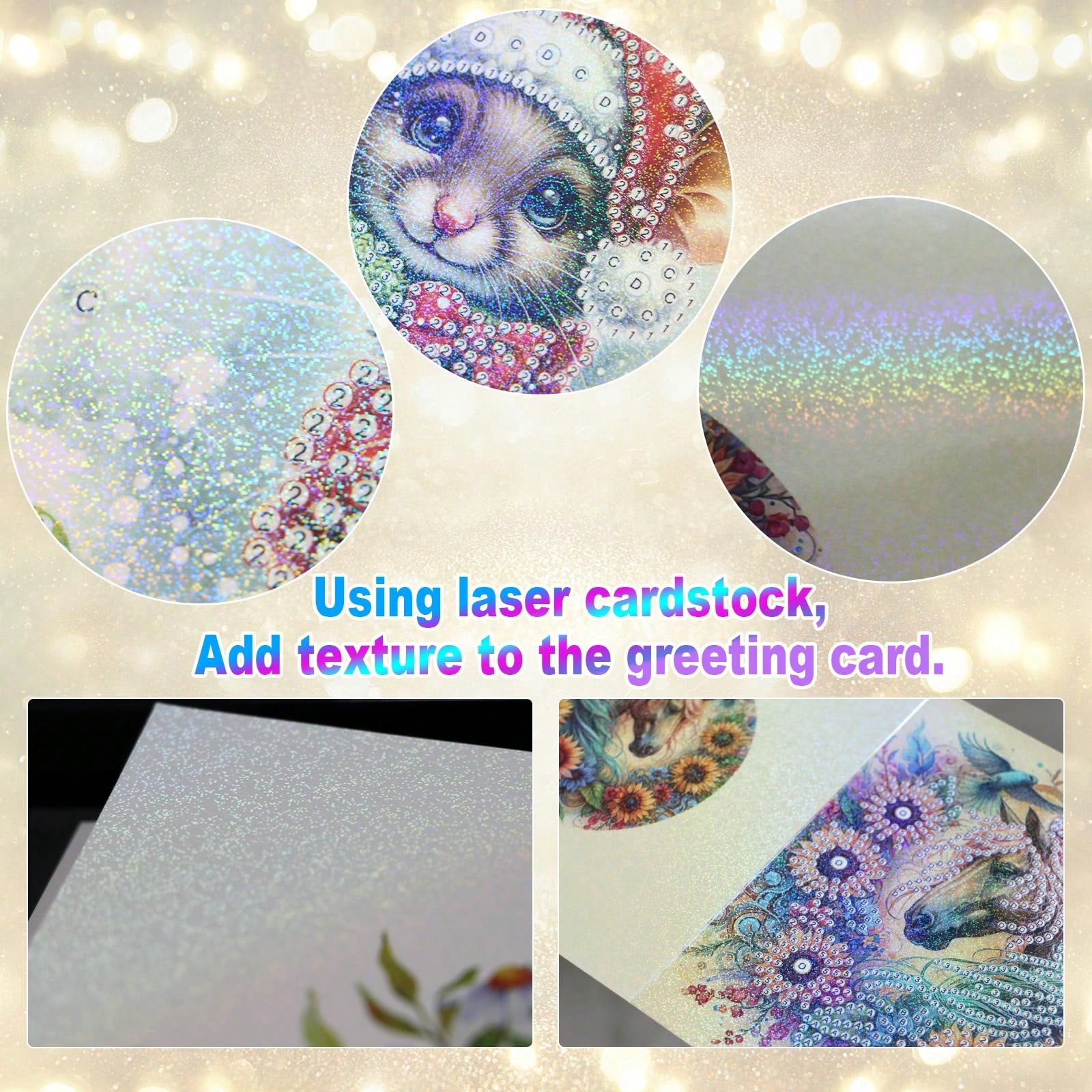 6 Packs Diamond Art Painting Greeting Card Kits With Laser Effect ...