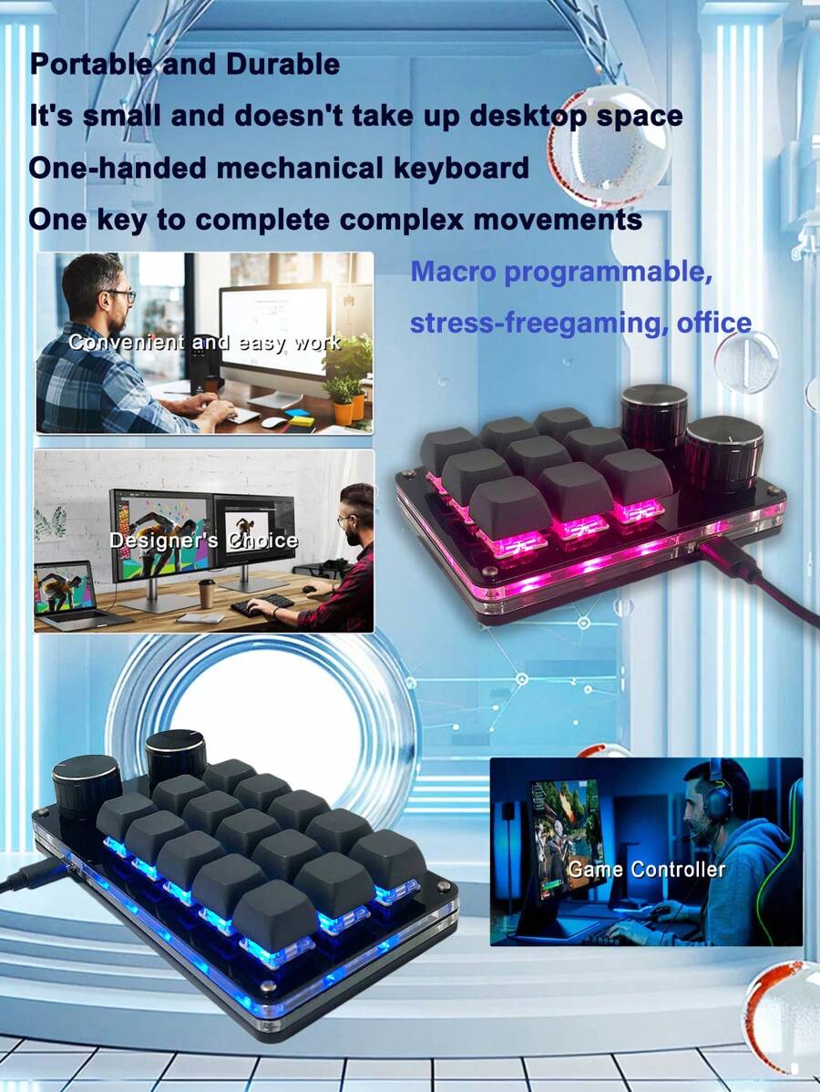Mini teclado auxiliar personalizado con función de programación, copiar ...