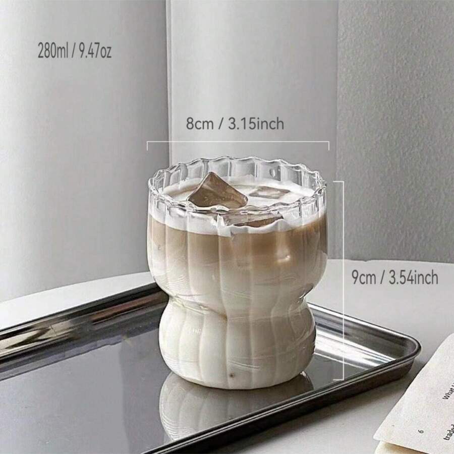 1 And 4pcs 280 Ml (9.45 Oz) Corrugated Glasses Set, Handleless Glasses ...