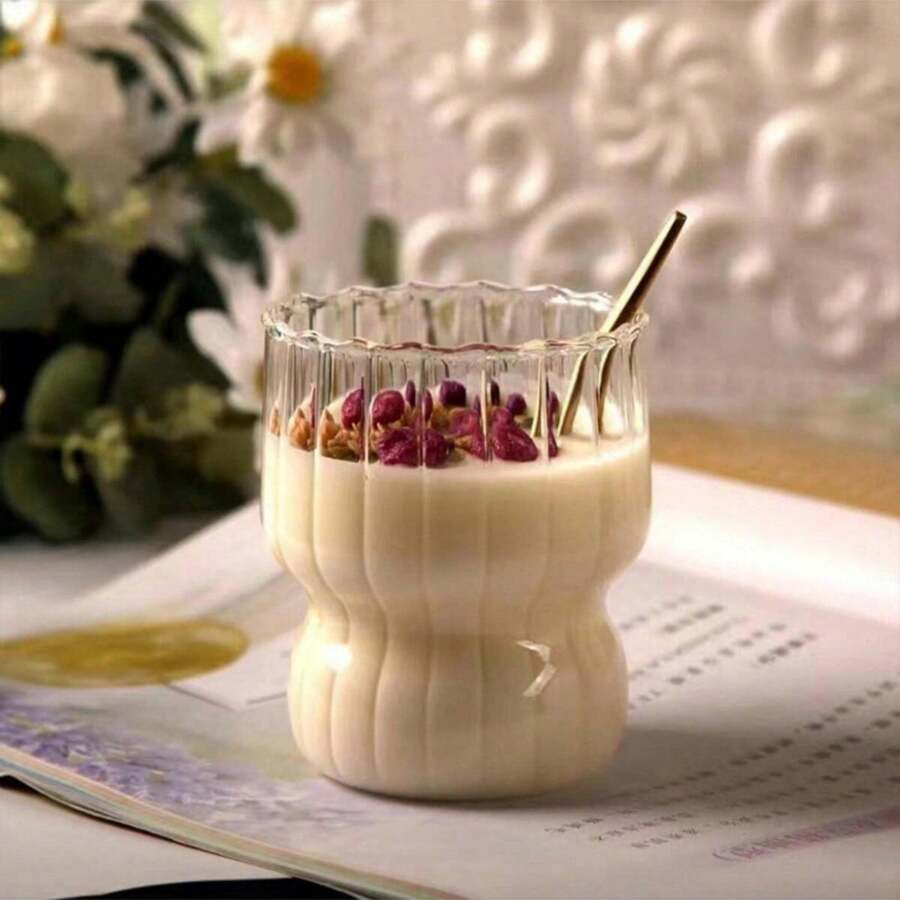 1 And 4pcs 280 Ml (9.45 Oz) Corrugated Glasses Set, Handleless Glasses ...