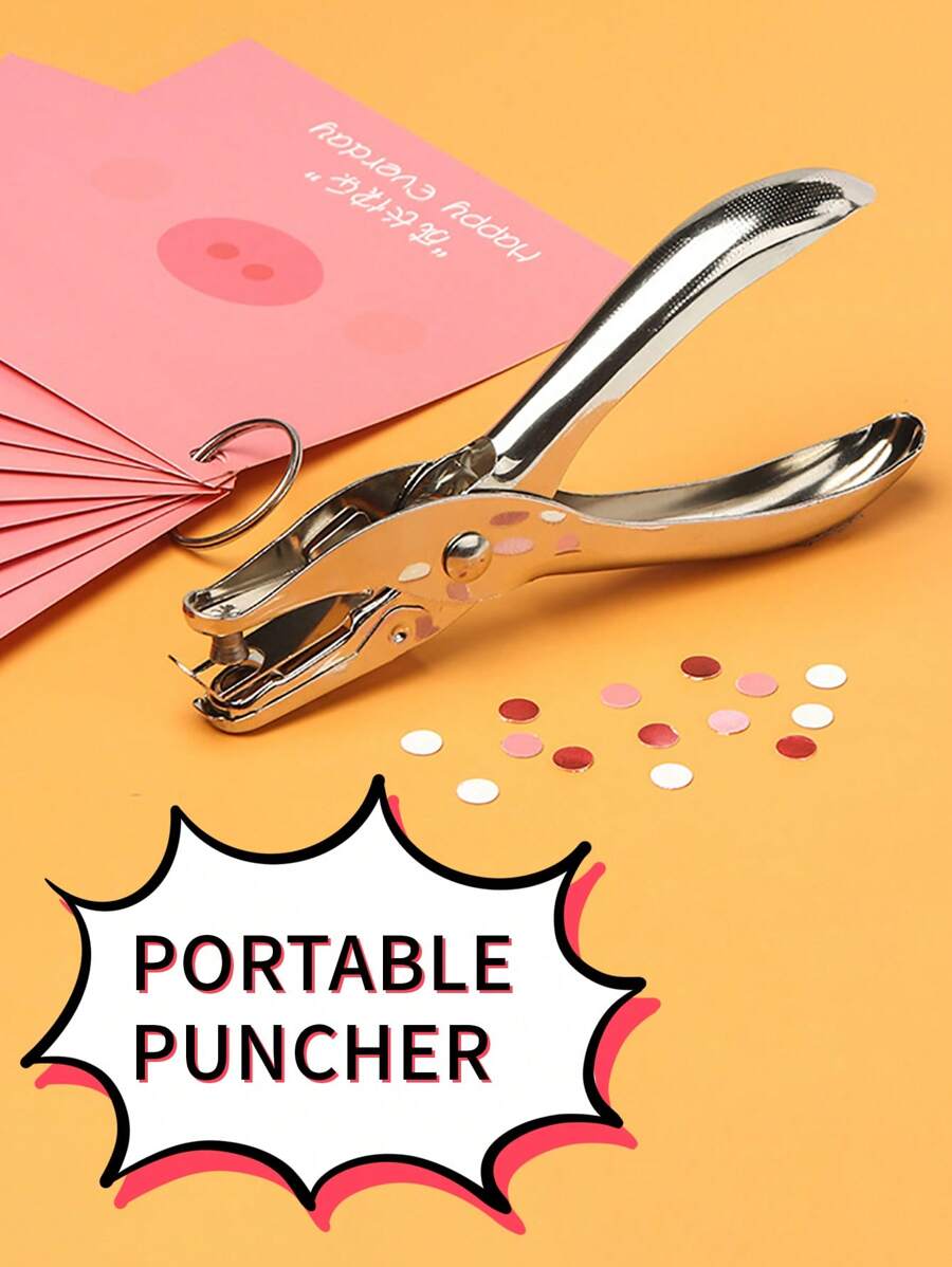 1pc A4 Paper Punch Hand-Held Office Supplies Metal Puncher, Single-Hole ...