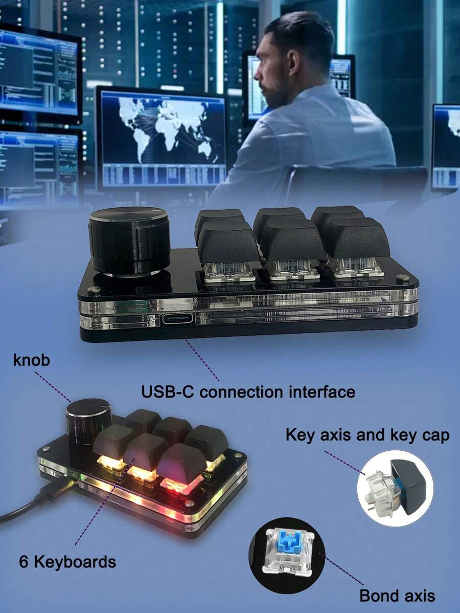 Mini teclado auxiliar personalizado con función de programación, copiar ...