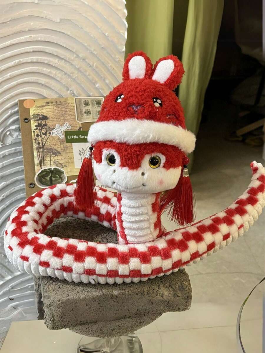 Cute Red Snake Plush Toy, Polyester Chinese Zodiac Mascot, Traditional ...
