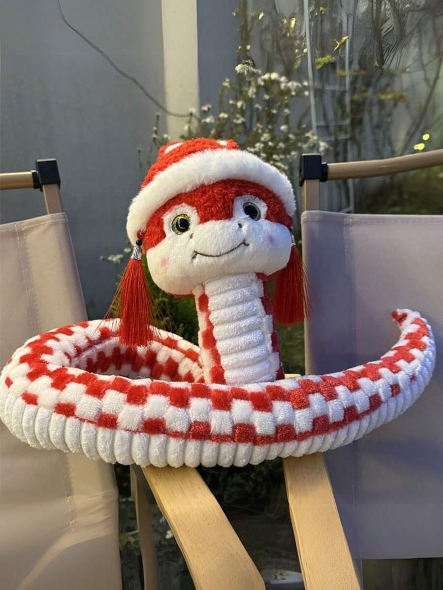 Cute Red Snake Plush Toy, Polyester Chinese Zodiac Mascot, Traditional ...