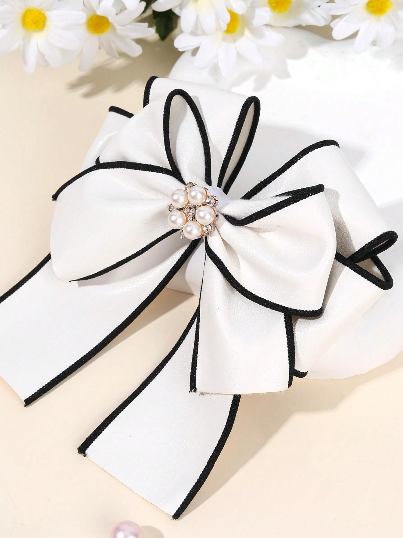 1pc Double Bows Hiar Clip For Women Elegant White Bow Alligator Clip ...