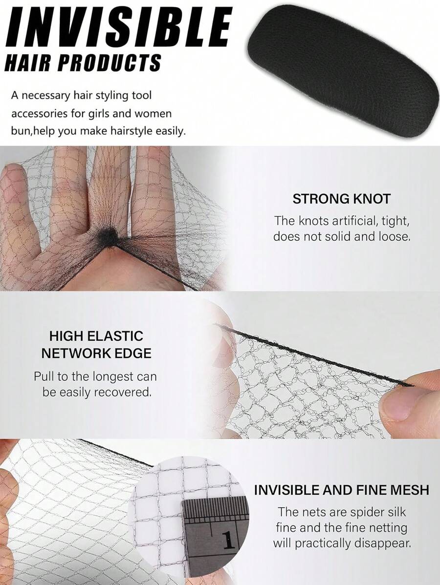 Hair Net 50 Pcs, Hair Nets Elasticity Invisible Elastic Mesh For Food ...