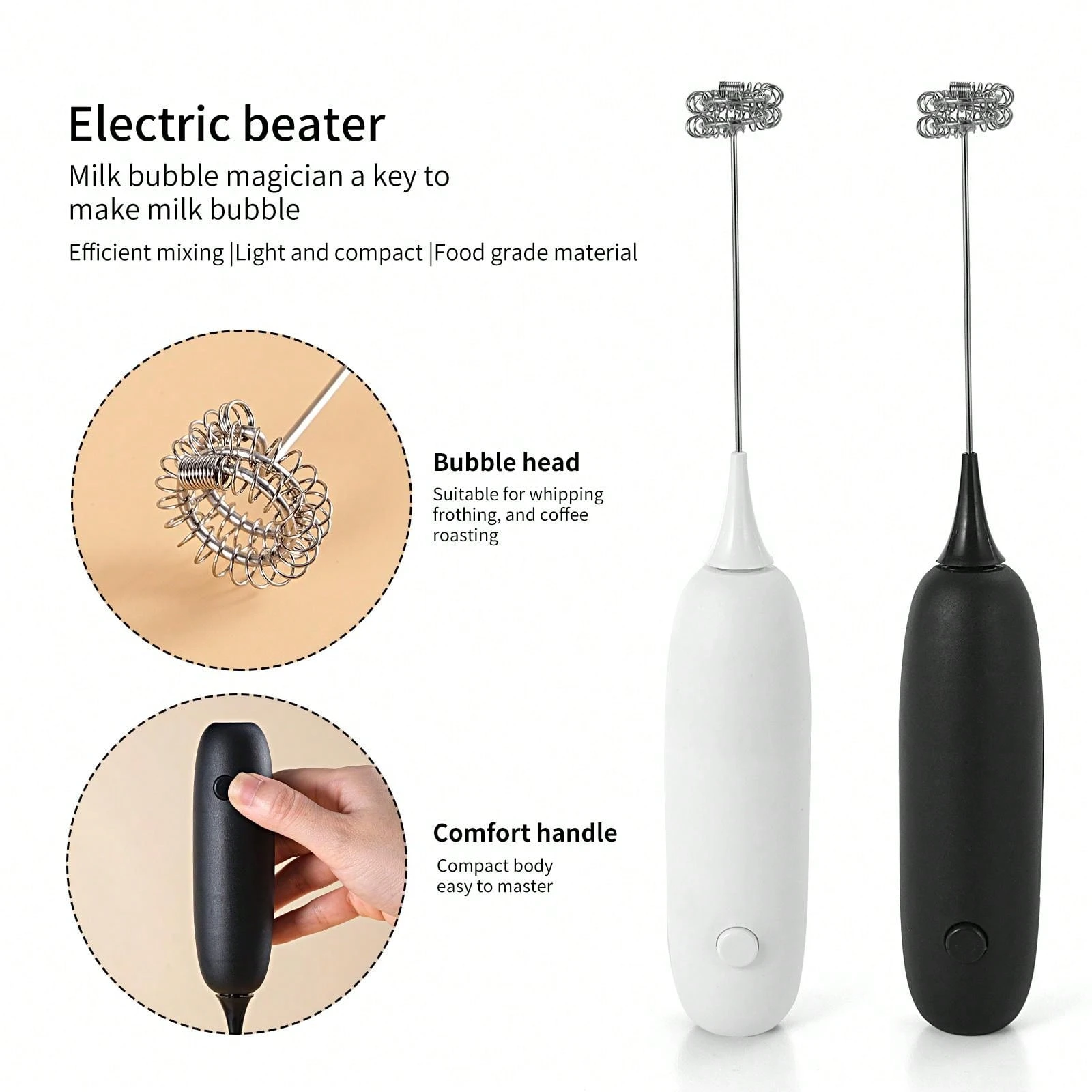 Wireless Milk Beater, Coffee Beater, Electric Blender, Whisk, Handle ...