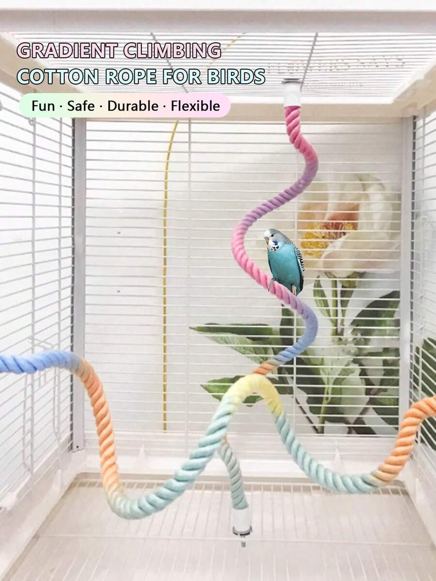 Bird Cage Accessories - Multi-Color Rope Swivel Climbing Rope, Swing ...