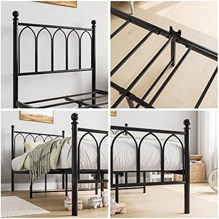 3ft Single Metal Bed Frame Heavy Duty Foundation Metal Slat Support ...