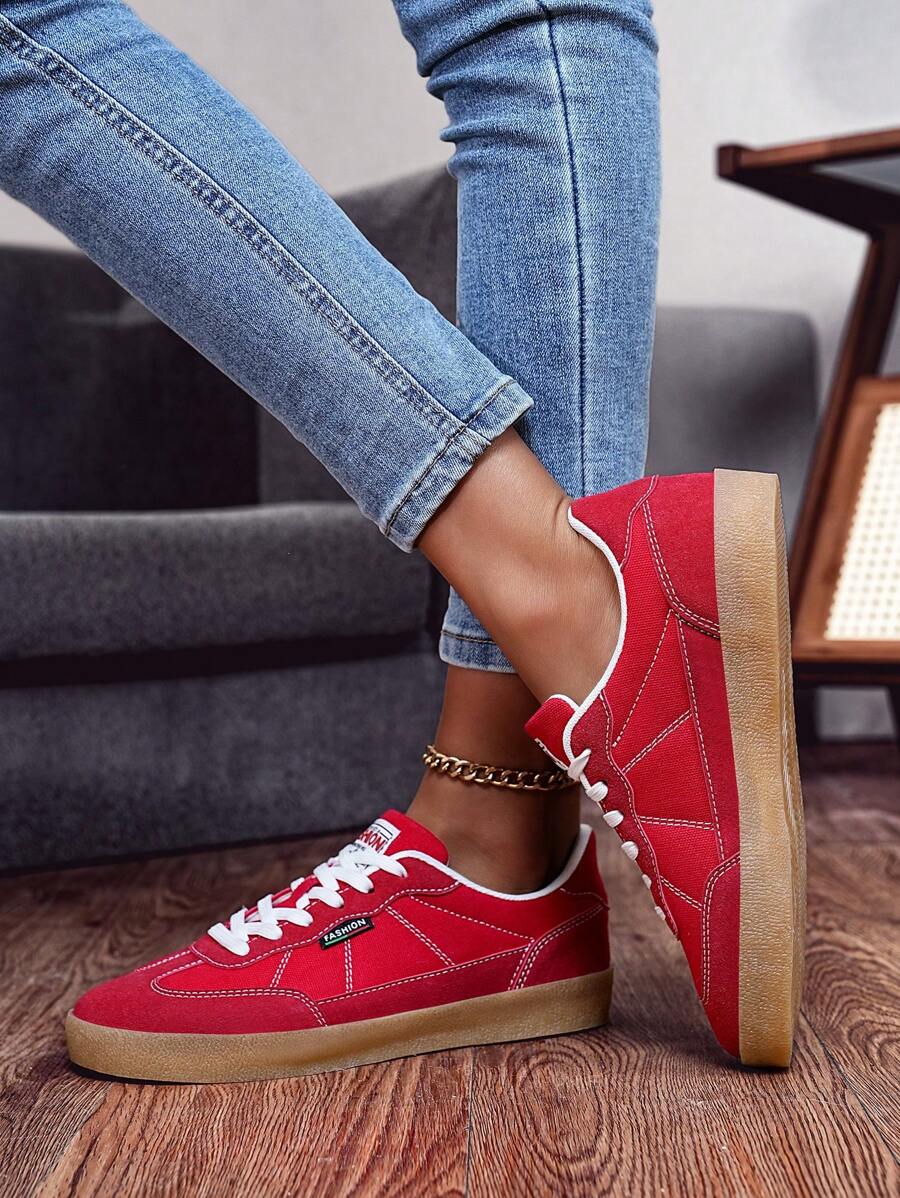 Womens High Quality Modern Fashion Casual Red Sneakers Athletic Shoes