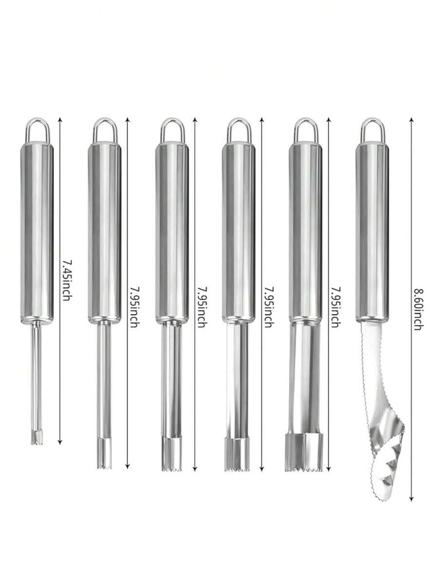 6 Pieces Corer And Pitter Fruit & Vegetable Multi-Function Stainless Corer And Pitter Remover ...